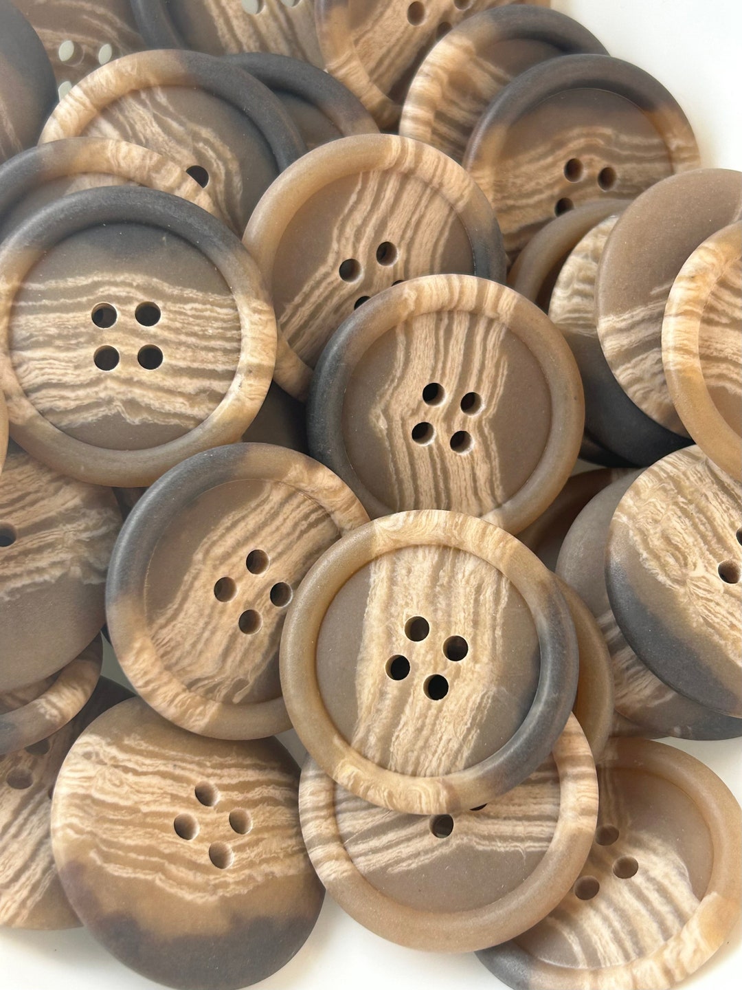 ITALIAN BUTTONS 4 Hole Sandtone Earth Brown Buttons 1-1/8" (28mm ...