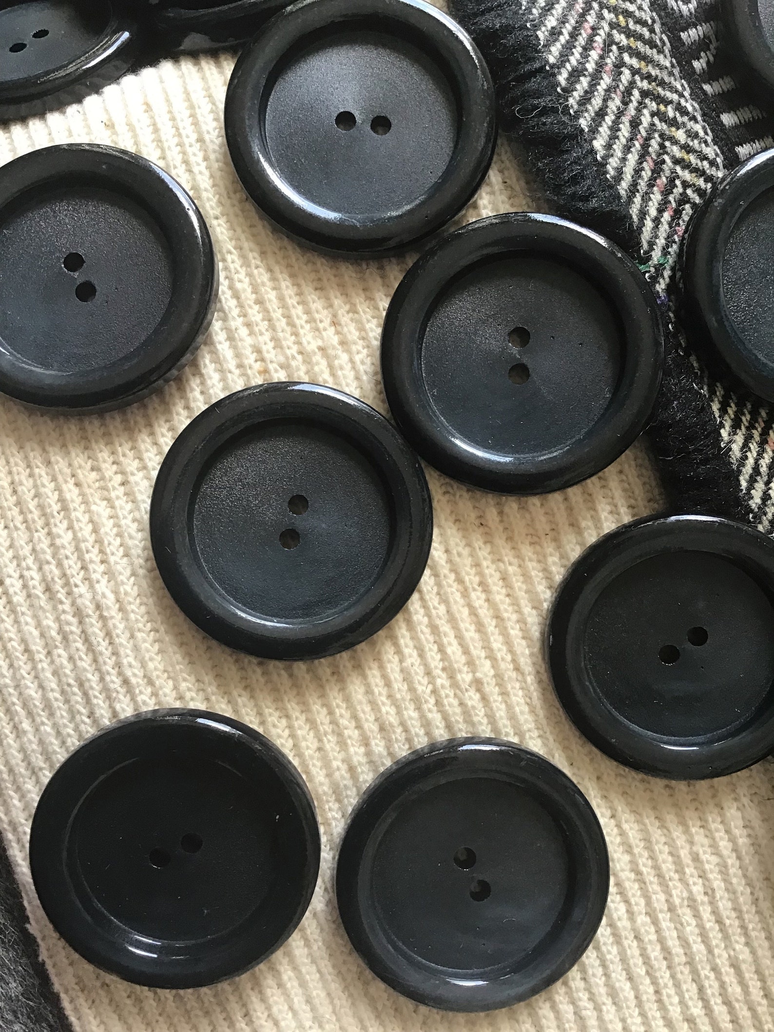 LARGE BLACK Buttons VINTAGE Italian Buttons for Coat / Jacket Buttons ...