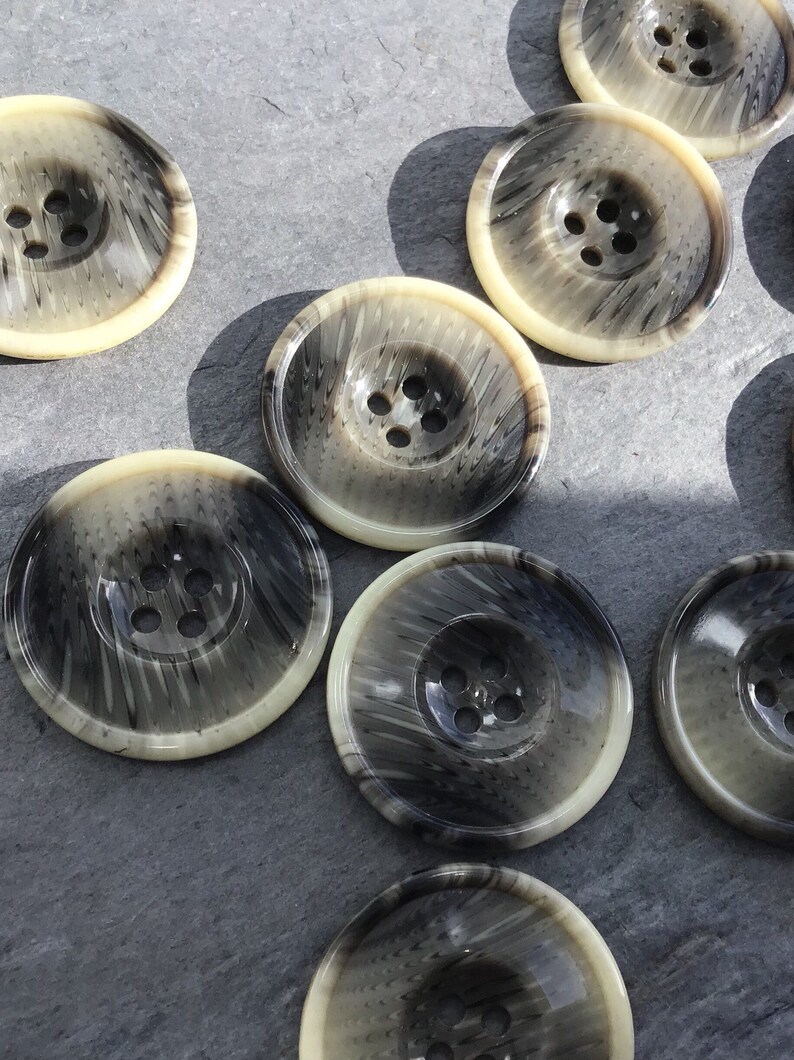 ITALIAN Ivory Grey Buttons 35mm 4 Hole Vintage Sewing Button for ...