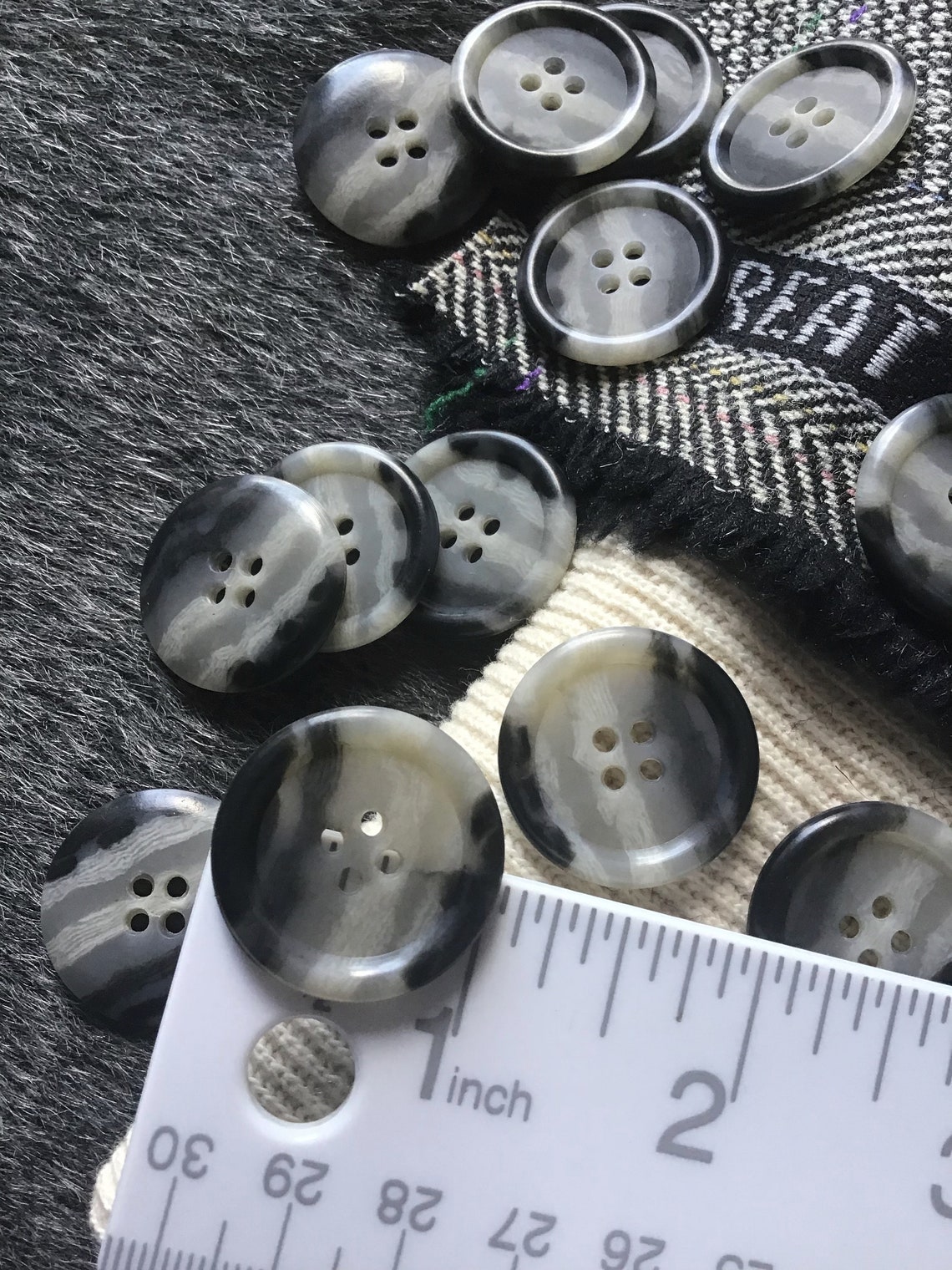 1 Grey Buttons WHOLESALE 4 Hole Buttons VINTAGE 25mm 40L - Etsy