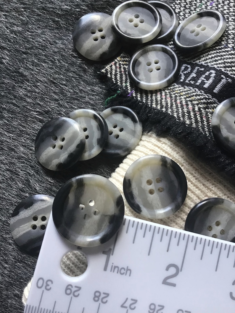 1" Grey Buttons WHOLESALE 4 Hole Buttons VINTAGE 25mm 40L Gray Buttons ...