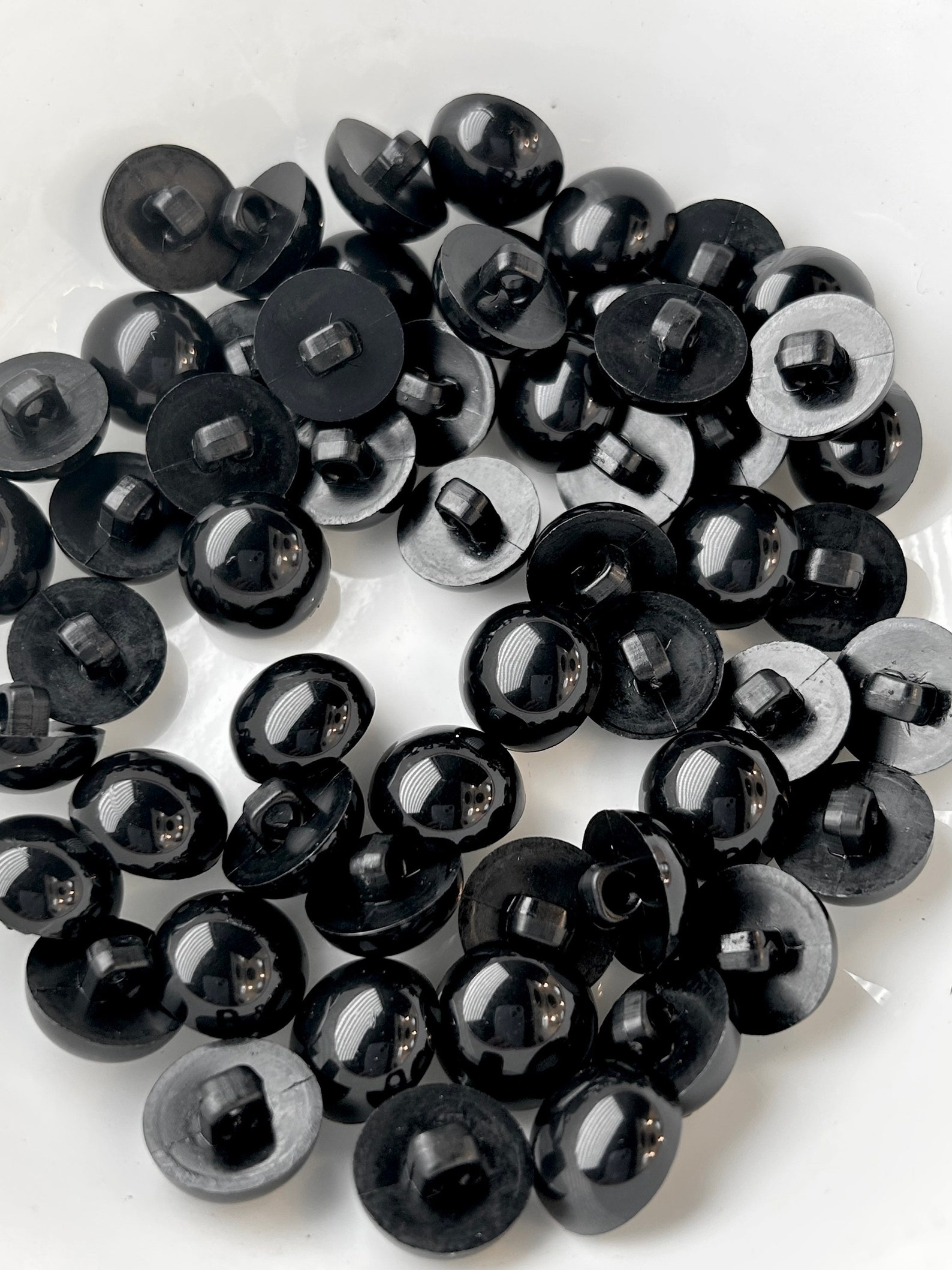 Snow White Dome Buttons and Black Round Dome Vintage Sewing Button for ...