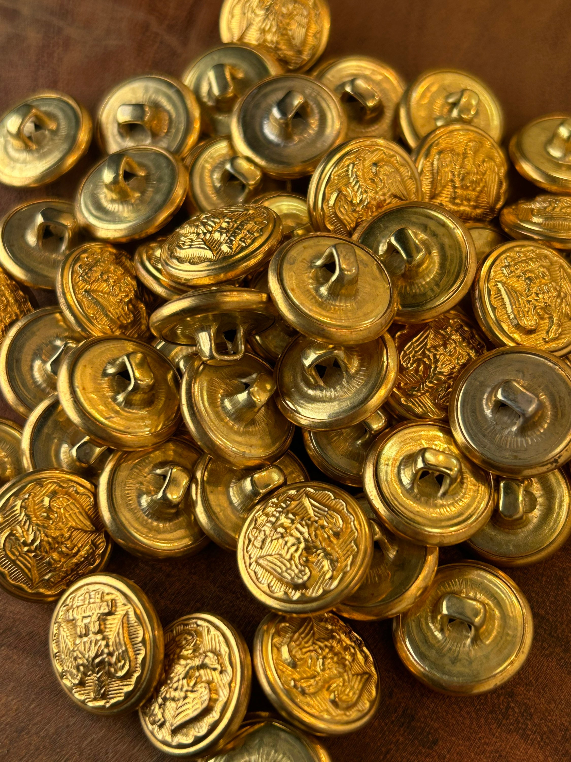 Gold Eagle Embossed Metal Buttons: Vintage Blazer Coat Uniform Buttons ...