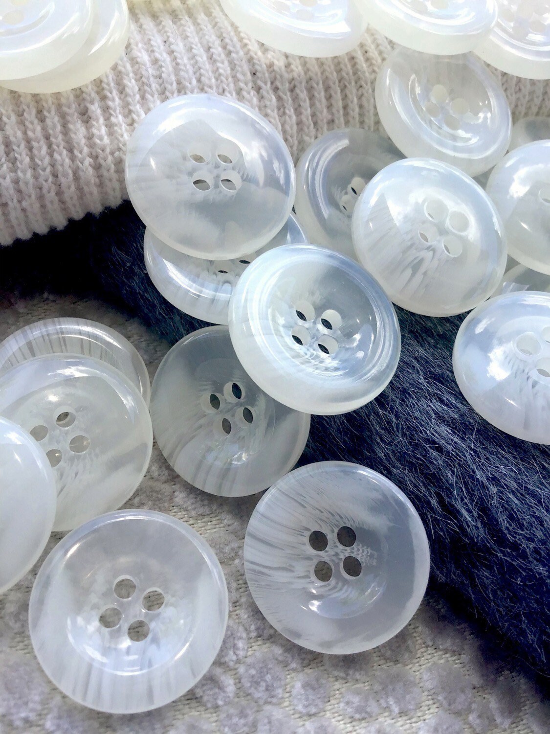 Italian Milky White Clear Buttons: 4-hole Sewing Buttons (22mm) - Etsy