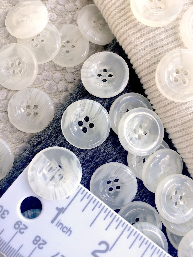 Italian Milky White Clear Buttons: 4-hole Sewing Buttons (22mm) - Etsy