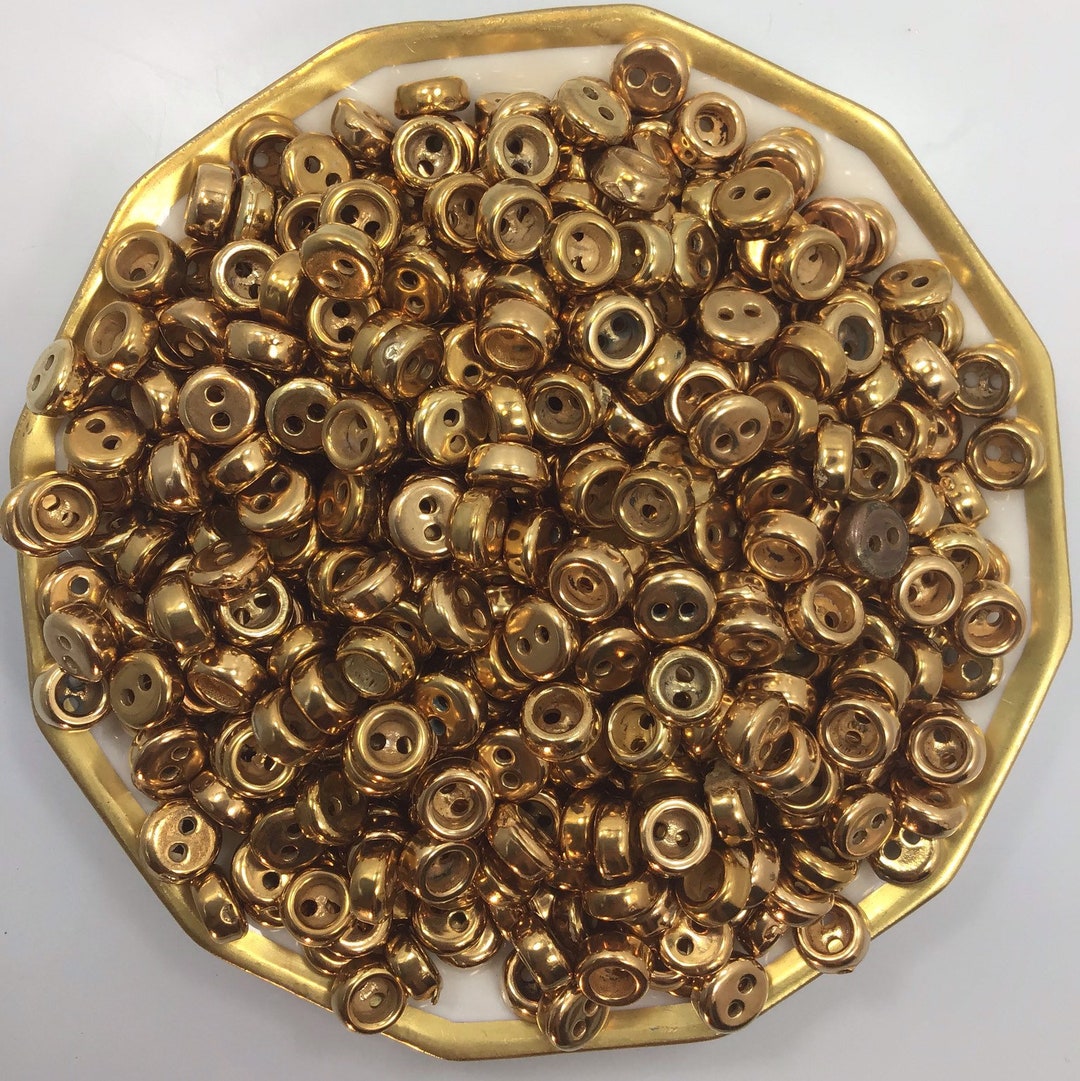 3/8" SMALL GOLD Buttons VINTAGE 2 Hole Metal Buttons for Clothing ...