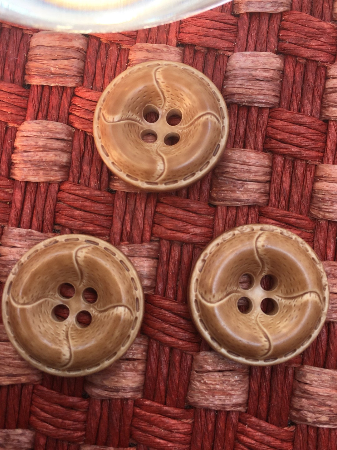QUALITY 13/16" Leather-look Tan Buttons Made in JAPAN Vintage Sewing ...
