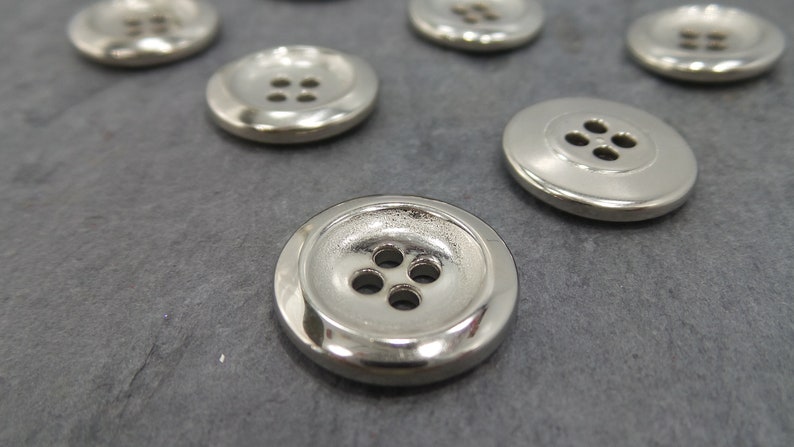 SILVER METAL BUTTONS 4 Hole / 13/16" Metal Silver Buttons / Pants ...