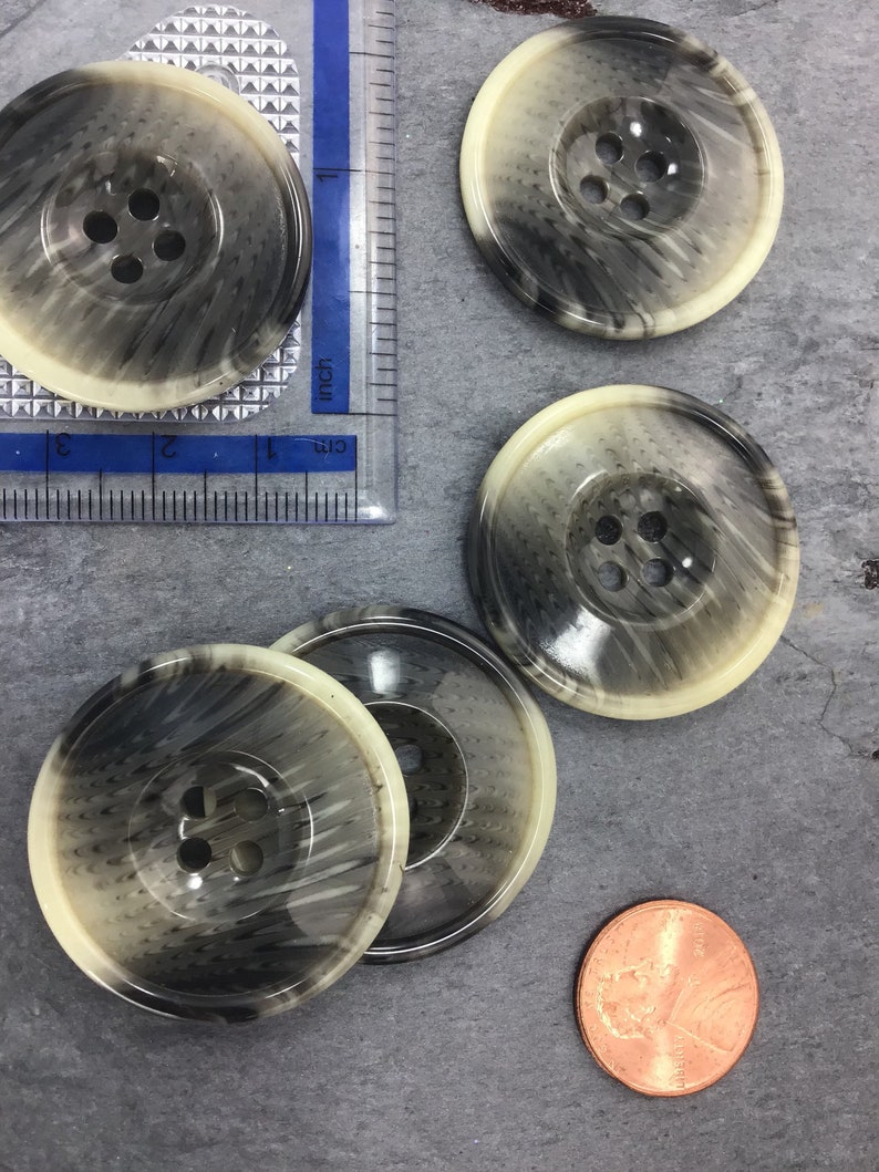 ITALIAN Ivory Grey Buttons 35mm 4 Hole Vintage Sewing Button for ...