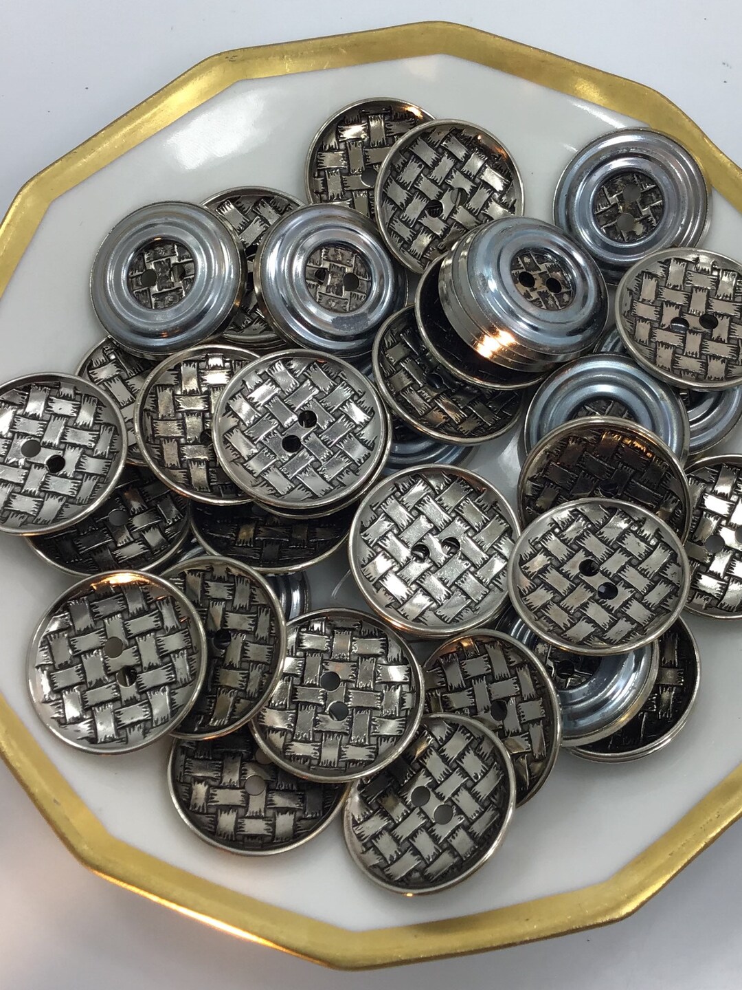 QUALITY 7/8" Designer Silver Metal Buttons ITALIAN Vintage Sewing ...