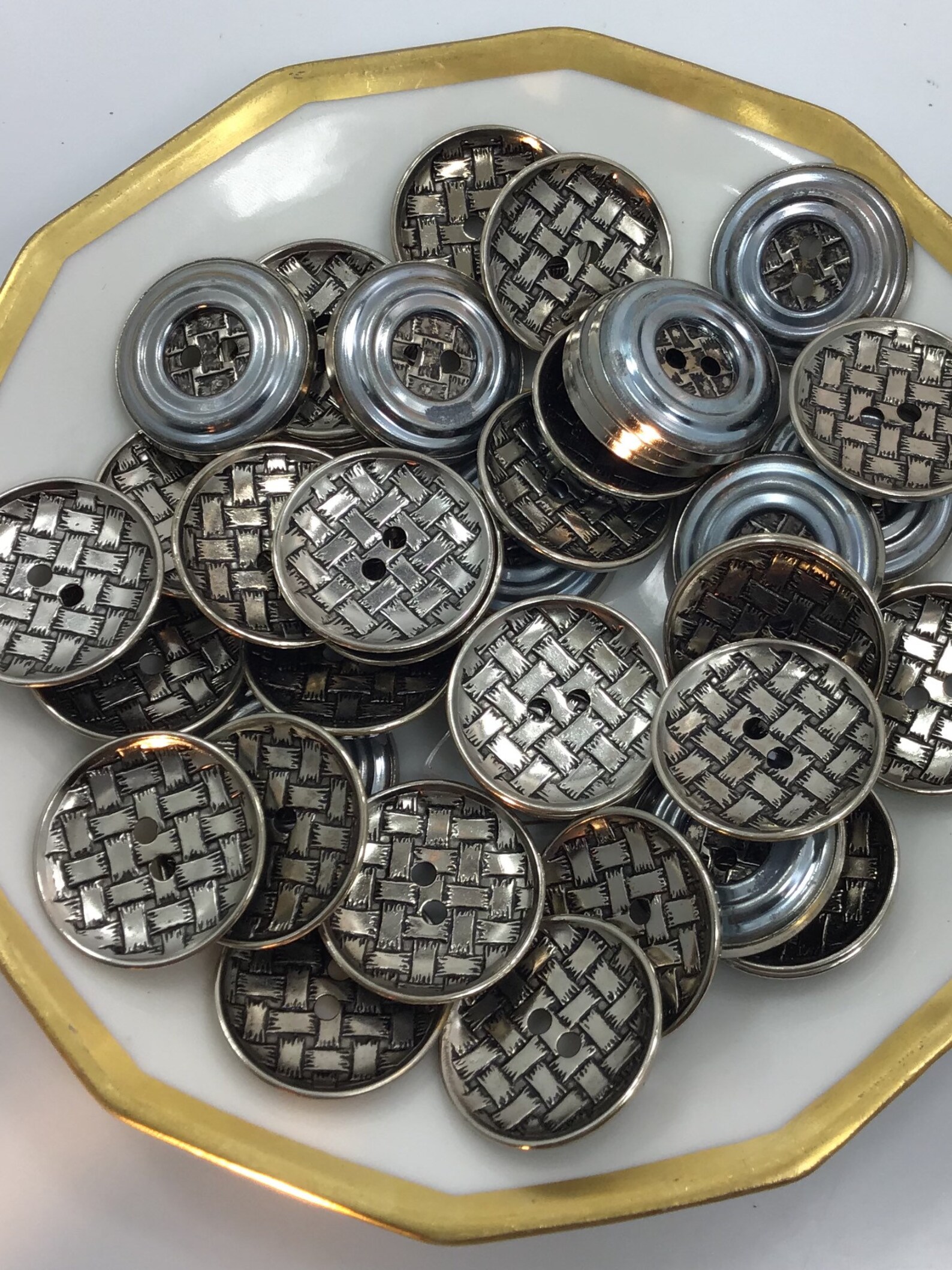 QUALITY 7/8" Designer Silver Metal Buttons ITALIAN Vintage Sewing ...