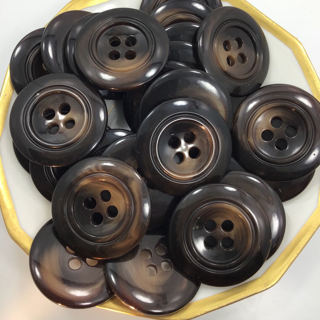 CALIDAD 1-3/8 "Marrón Grandes botones de 4 agujeros ITALIANO Vintage ...