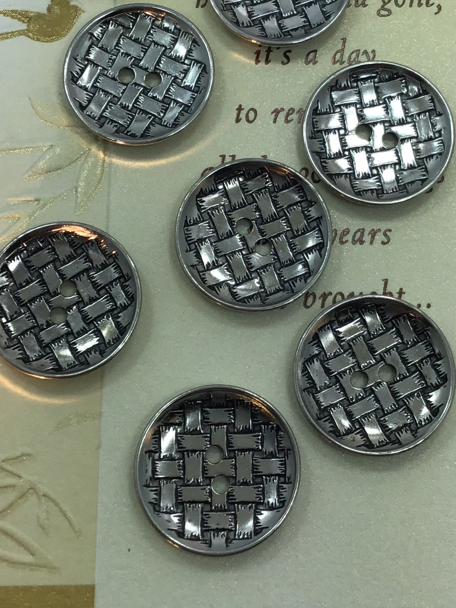 QUALITY 7/8" Designer Silver Metal Buttons ITALIAN Vintage Sewing ...