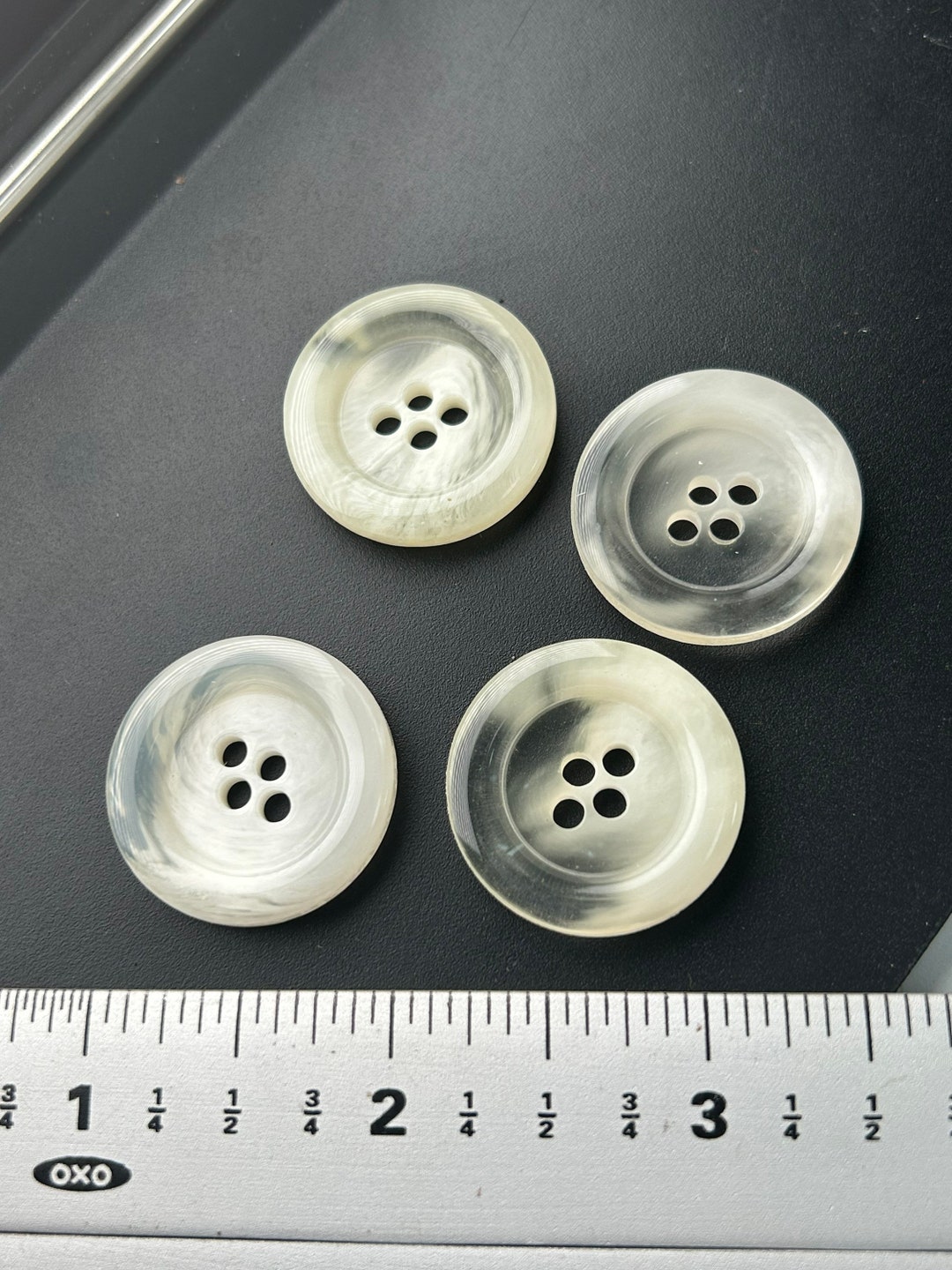 Clear White Italian Buttons: 4-hole Designer Clothing Buttons (1 Inch ...