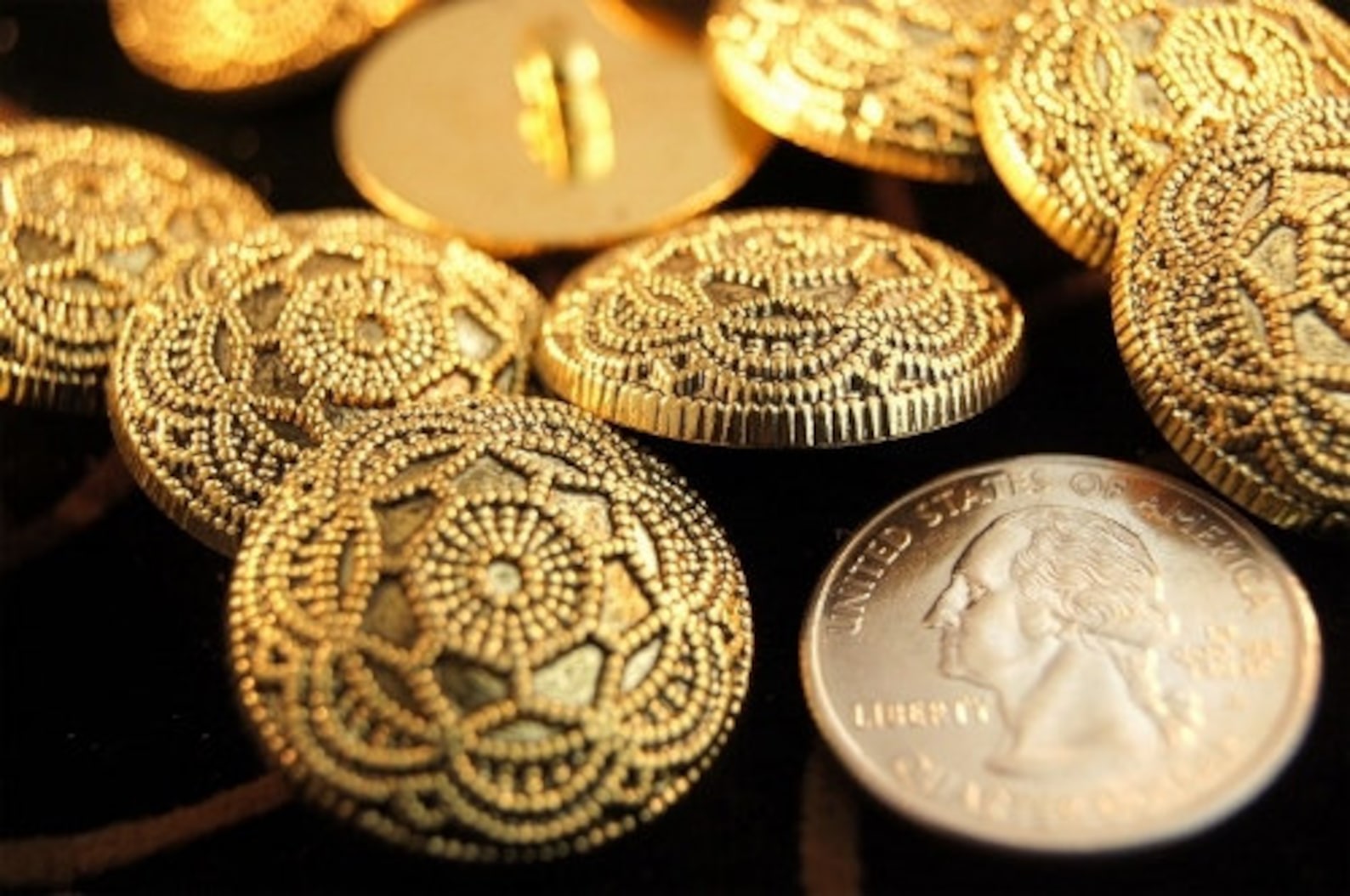 Vintage Gold Buttons Embossed Floral Metallic Gold Shank Buttons - Etsy