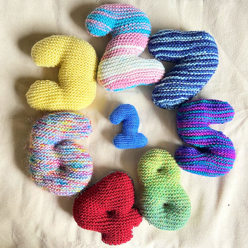 Bubble Writing Numbers Knitting Pattern: Stuffed Knit Decor, Appliques ...