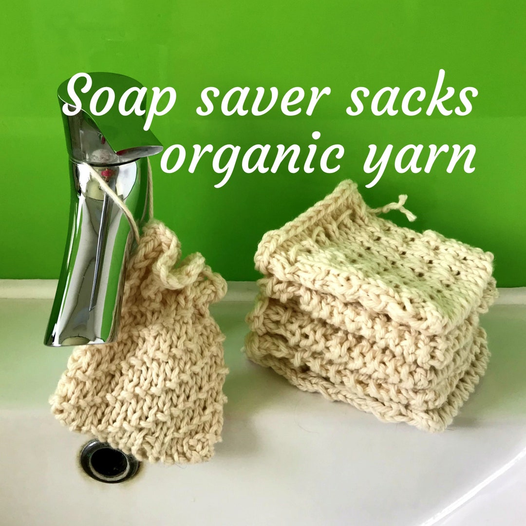 Hand Knit Organic Cotton Soap Saver Sack: Plastic-free Shampoo Bar ...