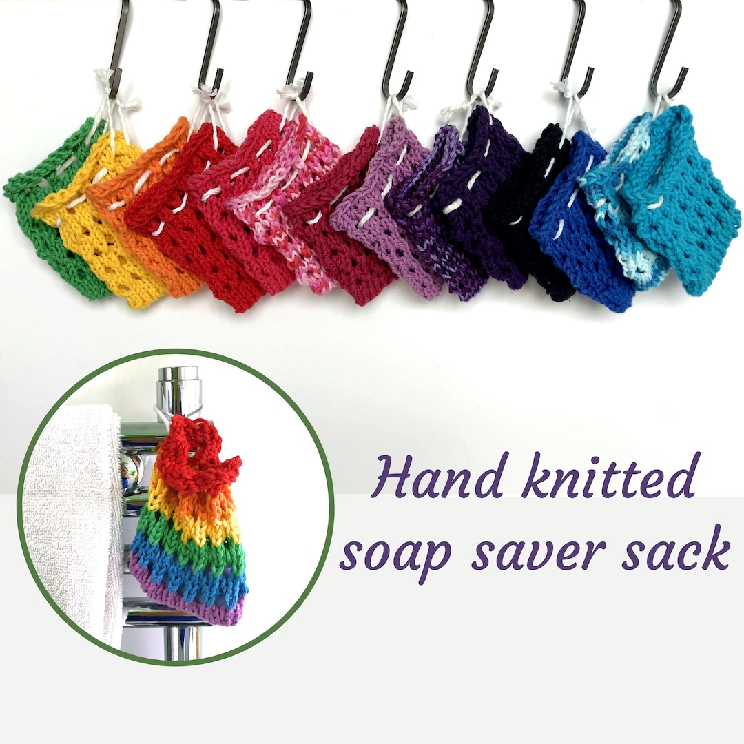 Hand Knit Soap Saver Sack, Handmade Soap Holder, Plastic-free Shampoo ...