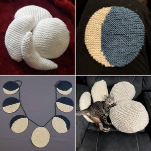 Moon Phases Knitting Pattern: Stuffed Moons, Appliques (digital ...