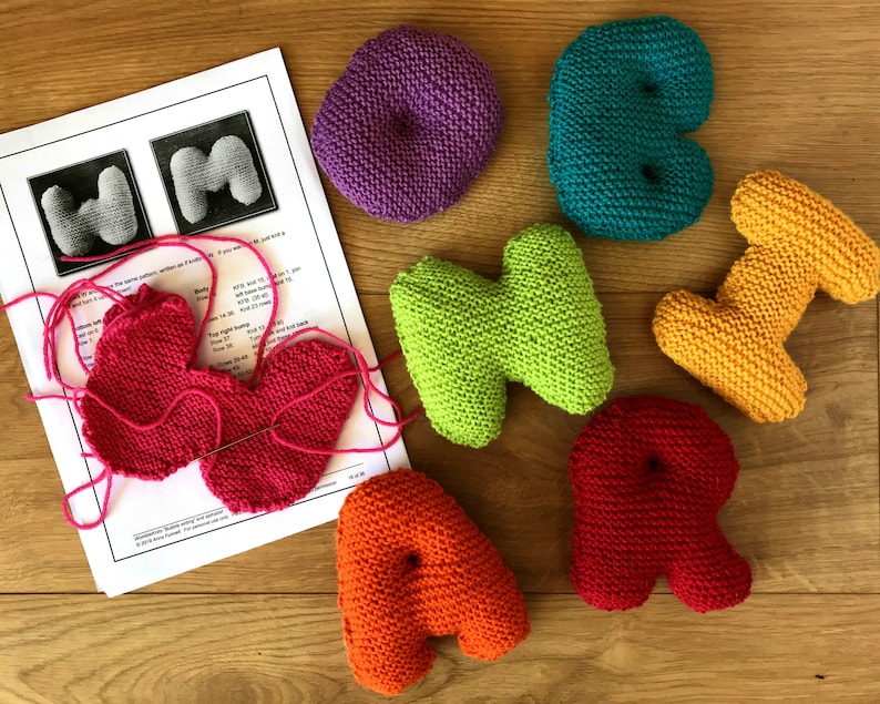 Bubble Writing Knit Alphabet KNITTING PATTERN Instant Digital - Etsy