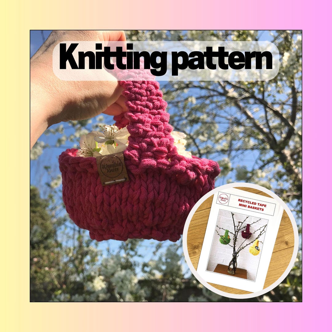 Mini Basket KNITTING PATTERN - Instant Digital Download - Recycled Yarn ...