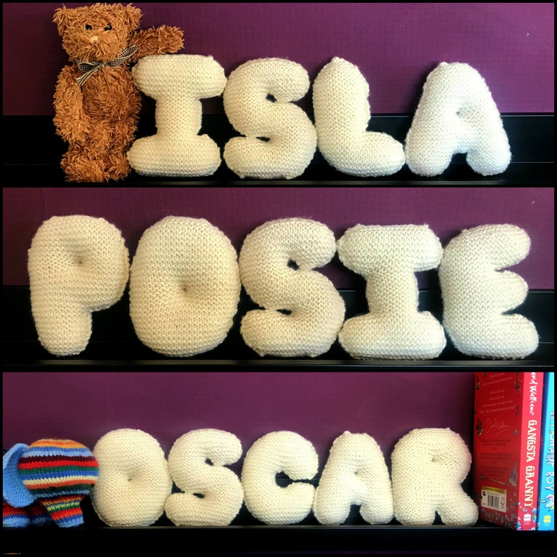 PRINTED Bubble Alphabet Numbers and Moon Phases Knitting - Etsy