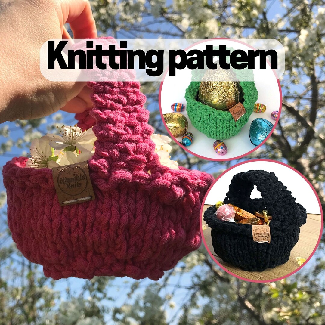Mini Basket KNITTING PATTERN Instant Digital Download Easy Knit in ...