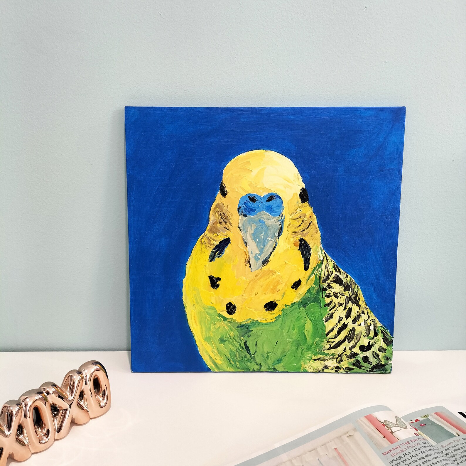 Original Painting of a Budgie . Wall Art , Impasto Painting , Art for ...