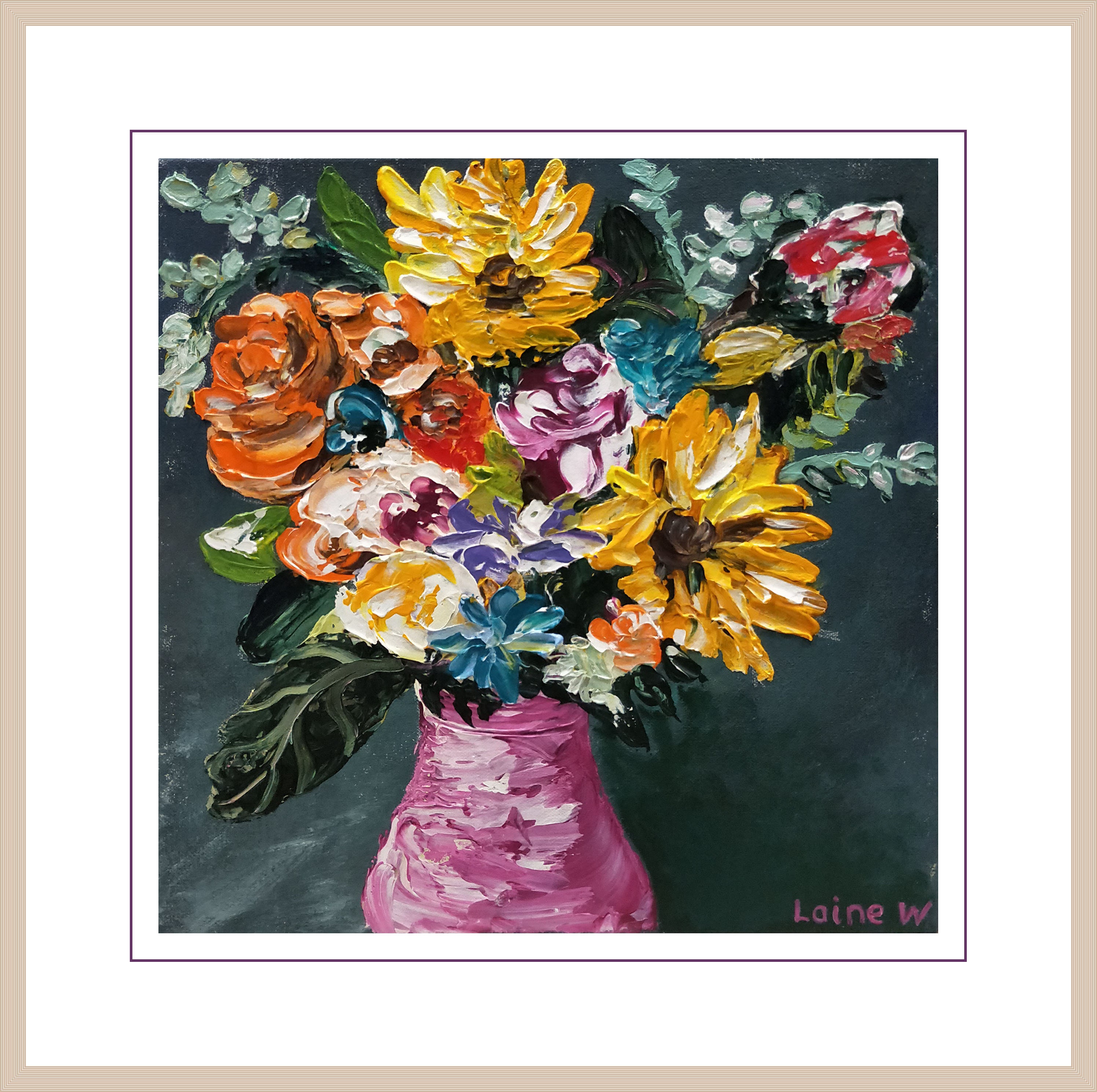 Giclee Art Print of an Original Artwork on Archival Paper . Floral Art ...