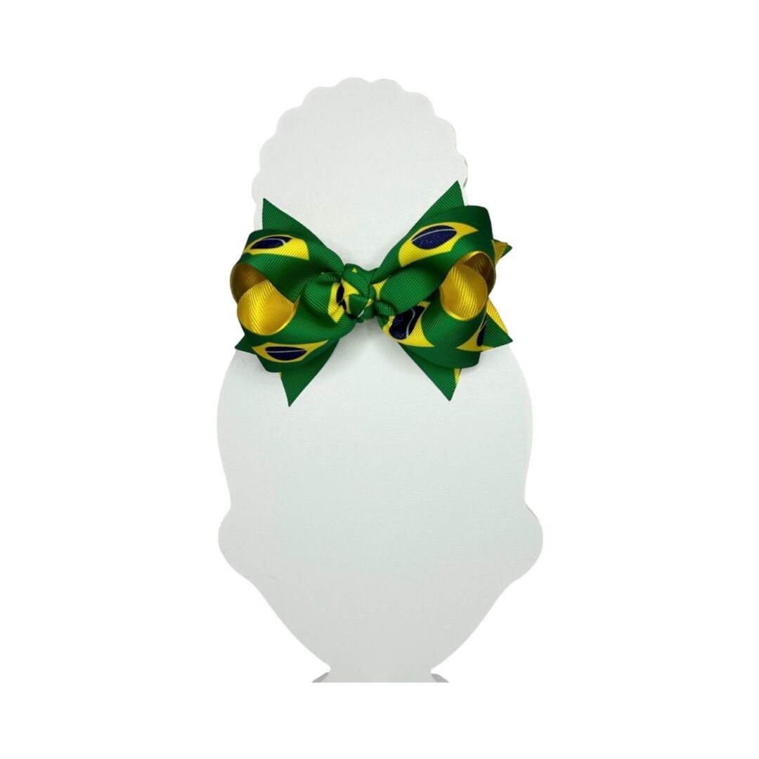 Brazil | Boutique Hair Bow | Brazil Flag Hair Barrette | Brazilian Flag ...