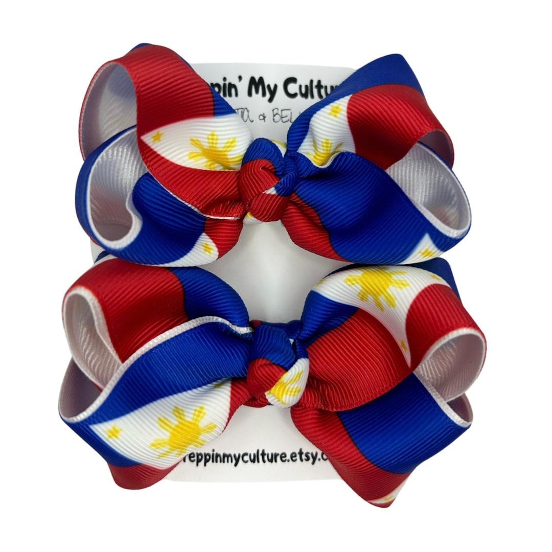 Philippines | 4” Set of Flag Hair Bows | Philippines Flag Hair ...