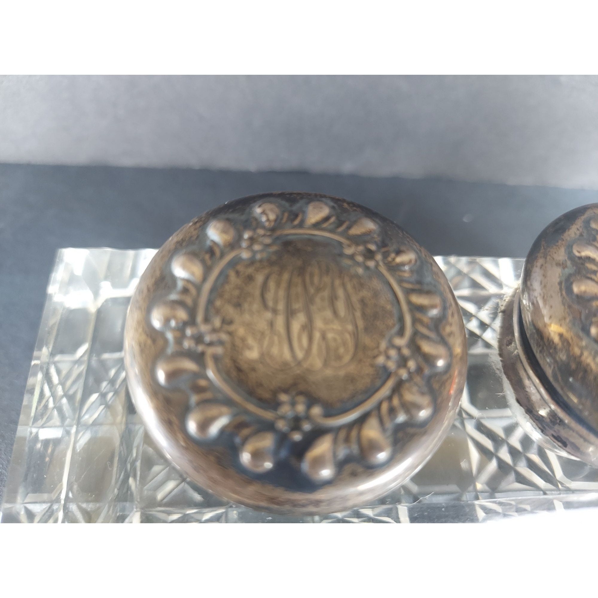 Antique Cut Crystal & Silverplate Inkwell - Etsy