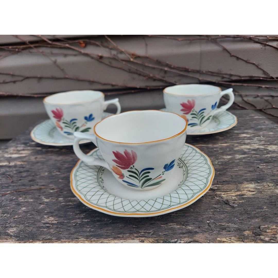 3 Hampton Provincial Designs Nikko Japan Floral Tea Cups & Saucers - Etsy