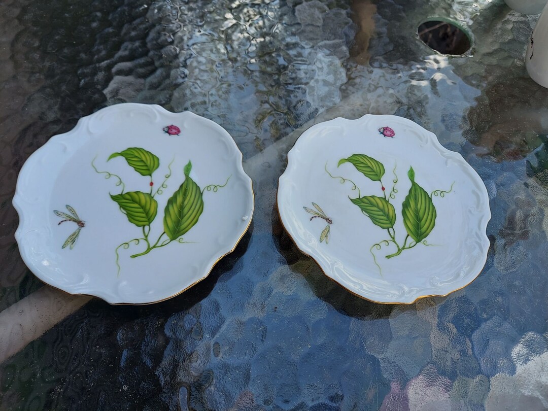 2 I Godinger Jardin 6 1/4 Canape Plates Lady Bug Dragonfly - Etsy