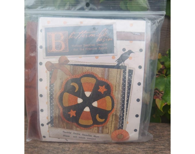Buttermilk Basin Candy Corn Candle Mat Kit 8.5" Round Hand-dyed Washed ...
