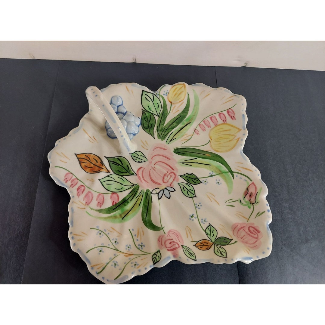 Blue Ridge Southern Potteries Verna Handled Leaf Dish - Etsy