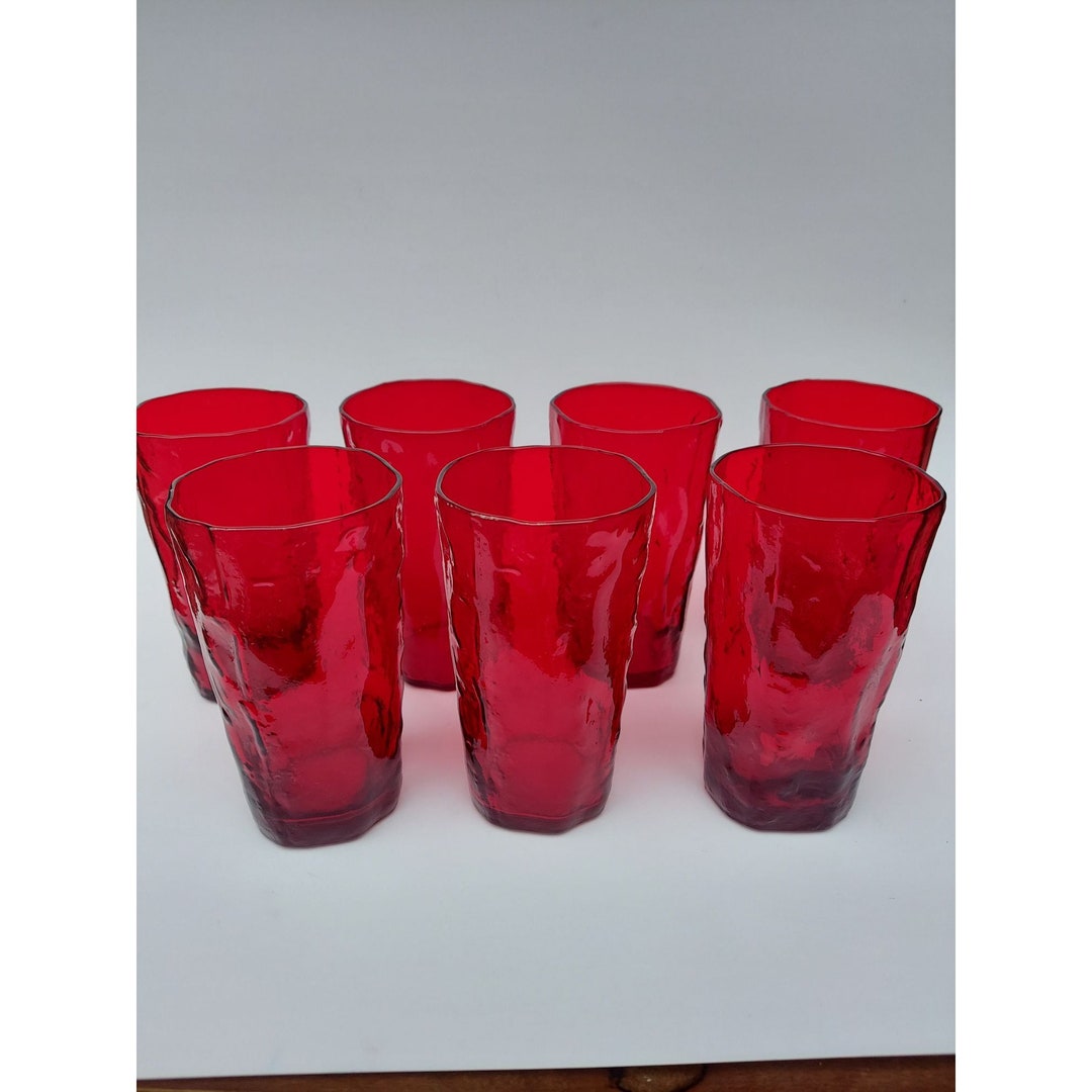 7 Morgantown Crinkle Ruby Tumblers 5 1/2" Flat Iced Tea Tumblers - Etsy