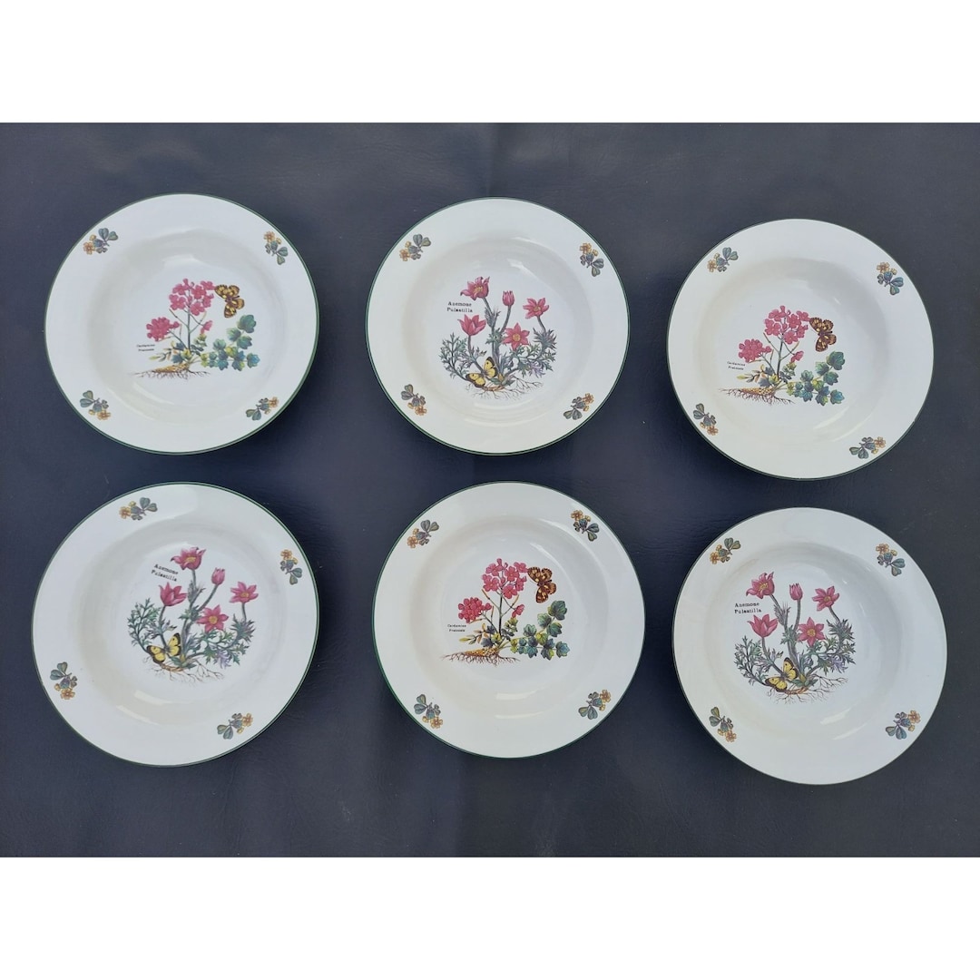 6 Royal Cuthbertson Florabunda Rimmed Soup Bowls Anemonae & Cardamine ...