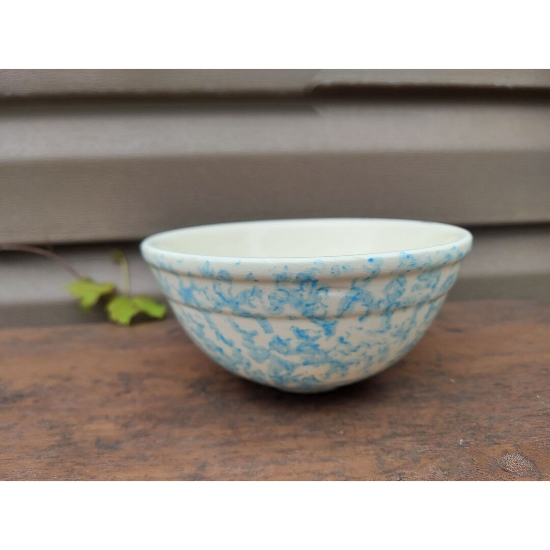 Vintage Light Blue 6 1/4" Spongeware Bowl - Etsy