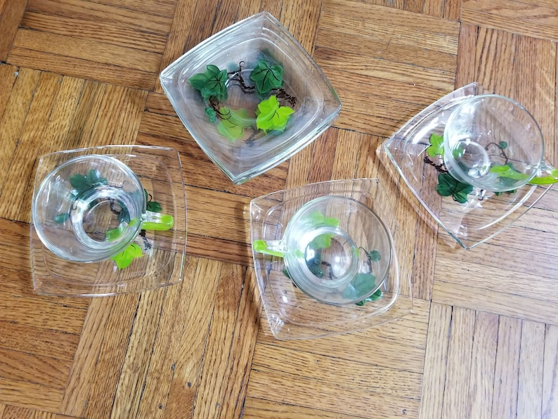 3 Gay Fad Studios Ivy Cups & Saucers and 3 Additional Saucers - Etsy