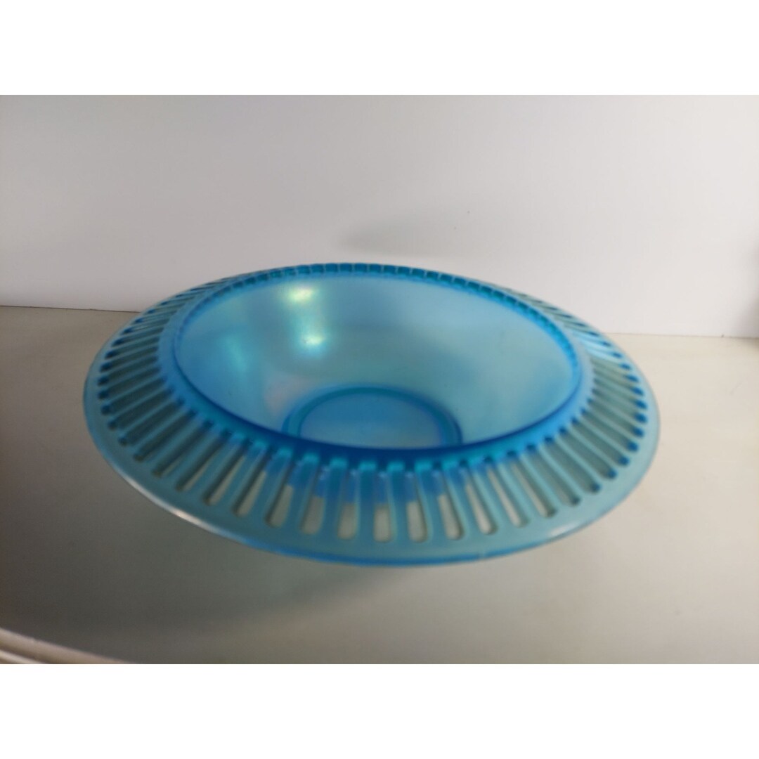 US Glass / Tiffin 8076 Reticulated Stretch Glass Bowl Iridized 10 1/2 ...