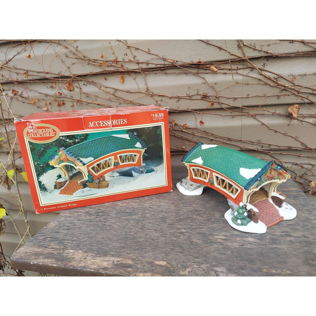 Dickens Village Porcelain Covered Bridge Christmas Accessory 1998 W ...