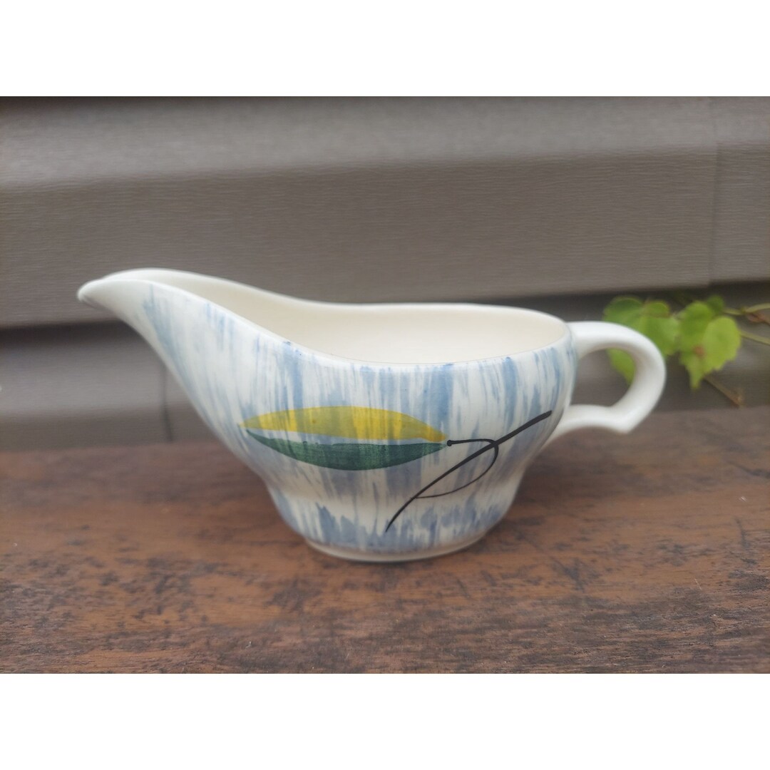 Vintage MCM Stetson Creamer Pitcher Hand-painted Ceramic Blue/yellow ...