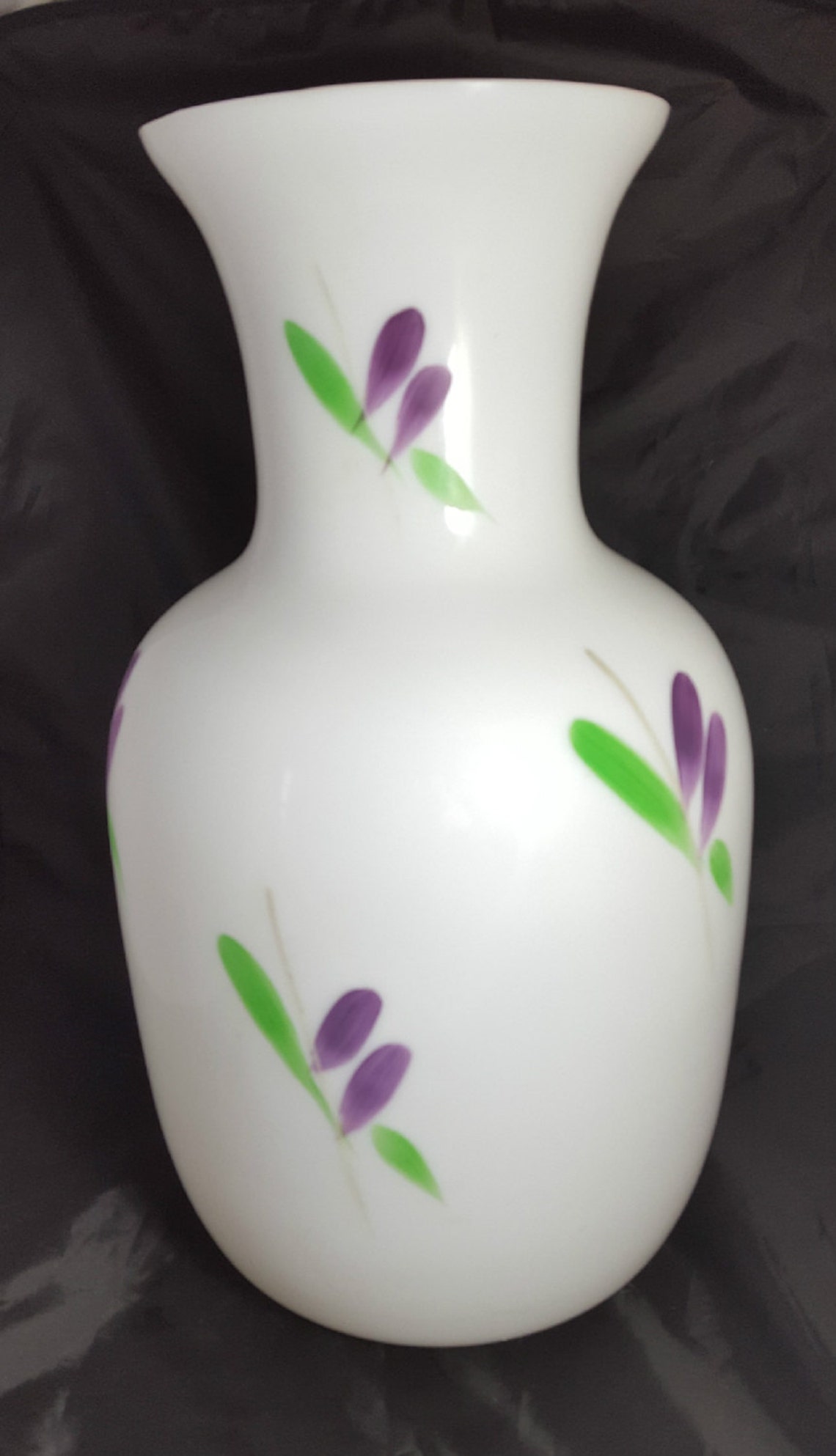 Vintage Cambridge Handblown Glass Large Hand Painted Vase - Etsy