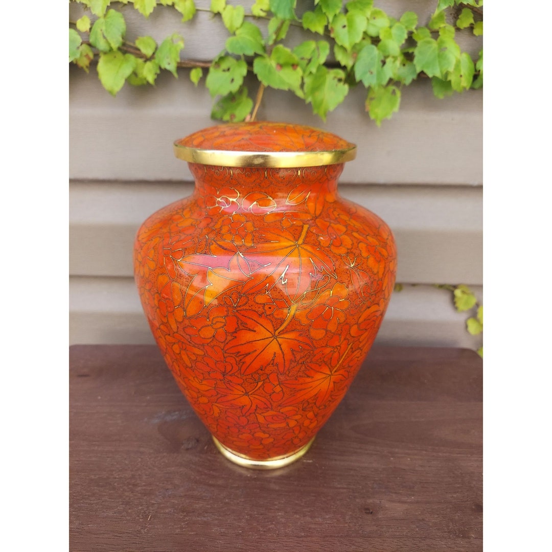 Large 10" Orange Cloisonne Ginger Jar Urn - Etsy