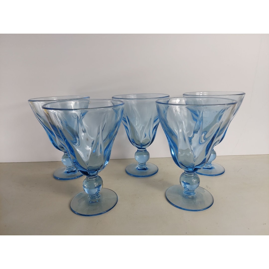 5 Fostoria Fairmont Blue Water Goblets - Etsy