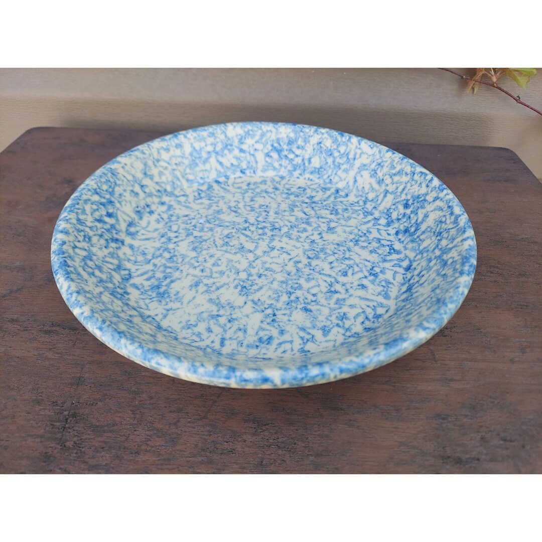 Friendship Pottery 9 1/2" Blue Spongeware Pie Plate Roseville, OH - Etsy