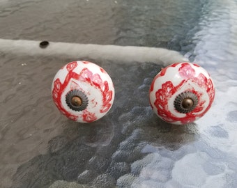 Antique Red Glass Door Knobs - Etsy