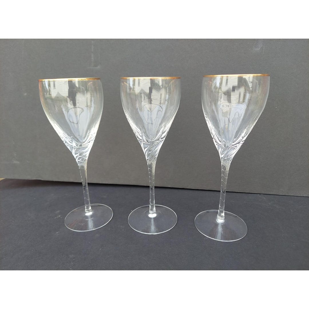 Lenox Encore Gold Rimmed Crystal 7 7/8 Wine Glasses Set of 3 - Etsy