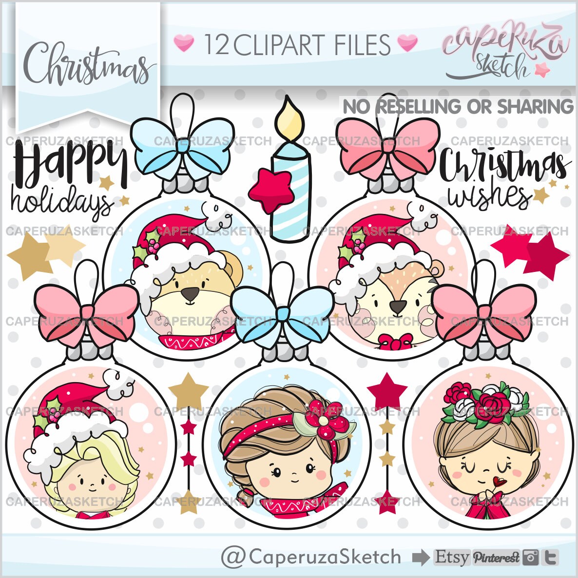 Christmas Clipart Christmas Graphics COMMERCIAL USE - Etsy